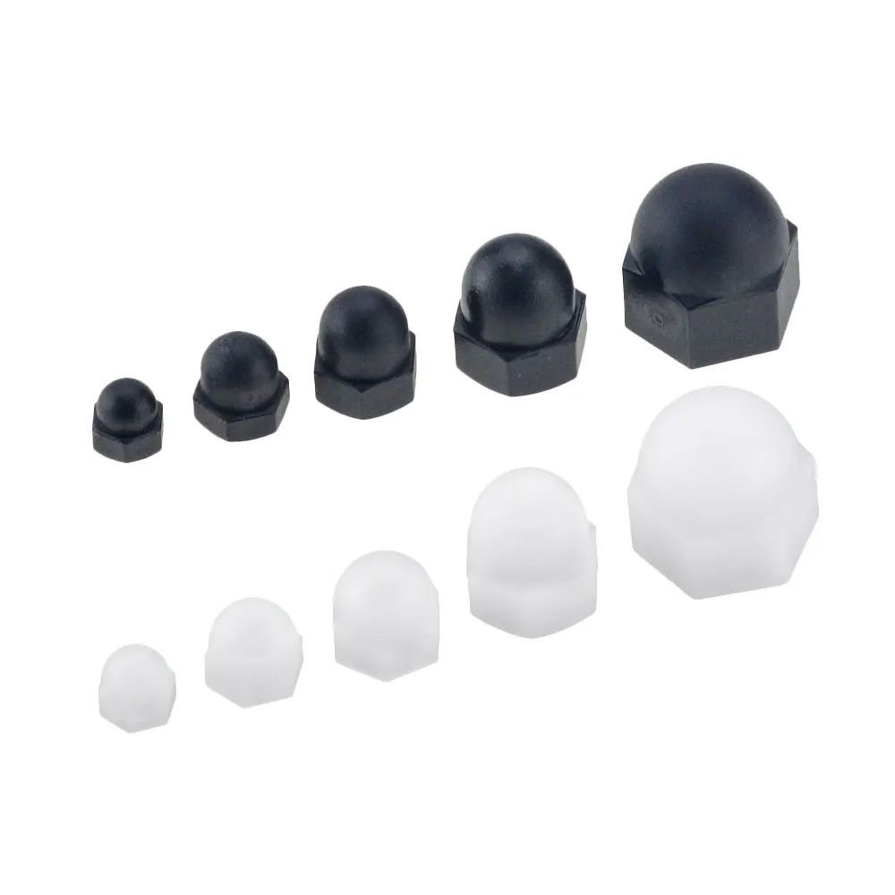 10PCS White/Black M3-M12 M4 M8 M10 Nylon Bolt Nut Dome Protection Caps Covers Exposed Hexagon ...