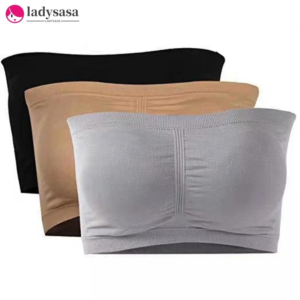 Ladysasa Double Layers Plus-size Strapless Bra Women Thin Mesh Seamless ...