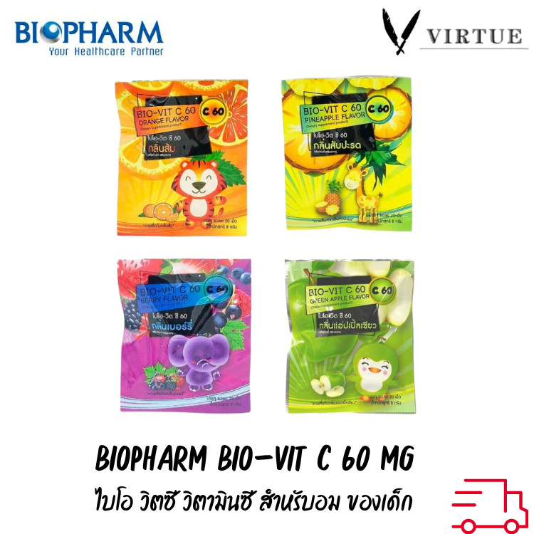 Biopharm Bio-Vit C 60 mg Bio Whit Vitamin Flavor berry/orange/pineapple ...