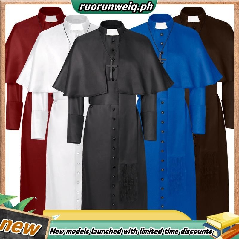 Medieval Retro Priest Costume Halloween Adult cos Priest Shawl Robe ...