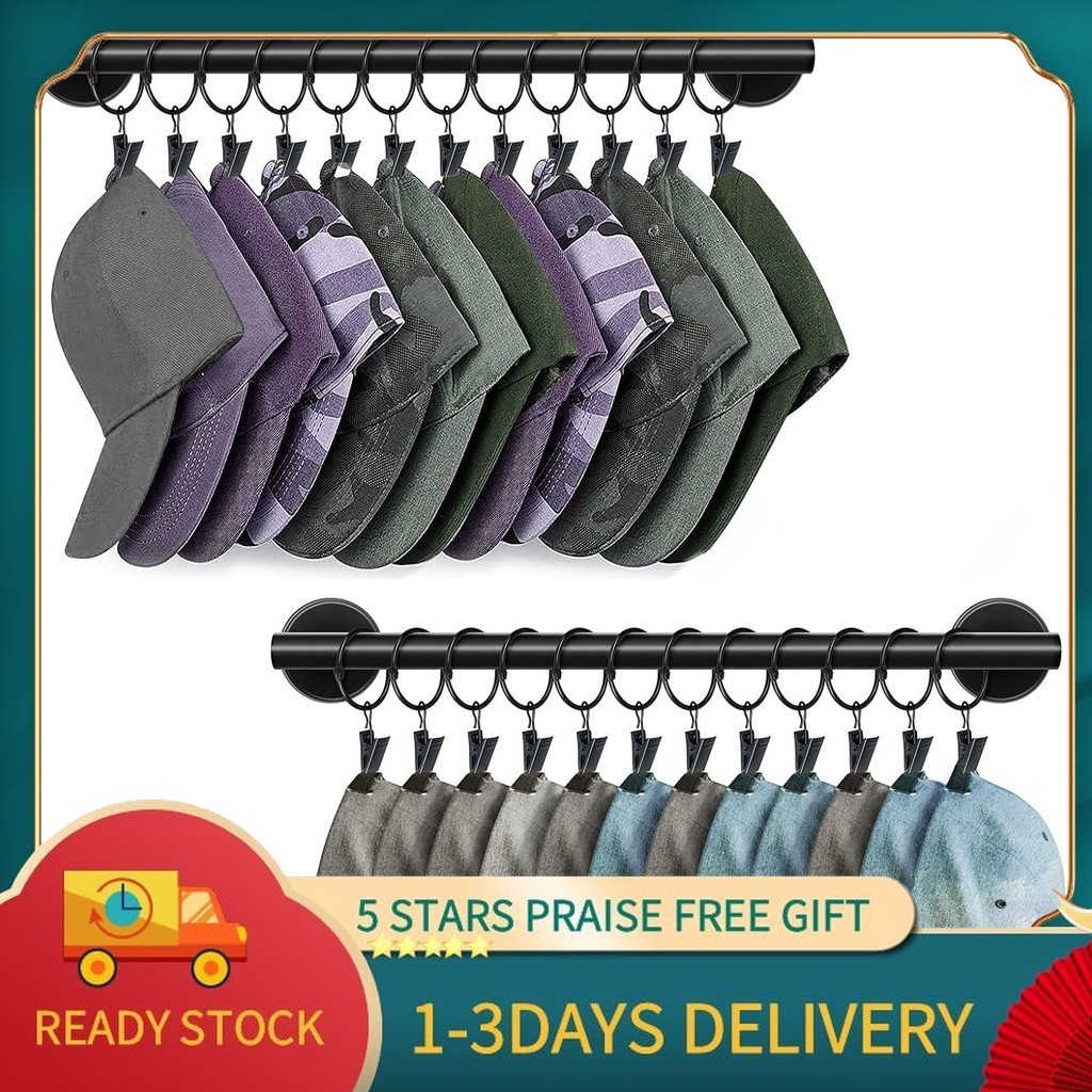 Hat rack with 24 hooks on the wall, hat storage rack hanger, closet hat ...
