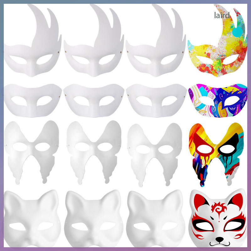 Cat Mask Set Halloween Costumes Animal Half Masquerade Masks Painting ...