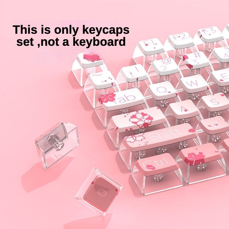 PBT Keycap Pudding Sakura Gradual PC Trans Light Transmission ASA Dye ...