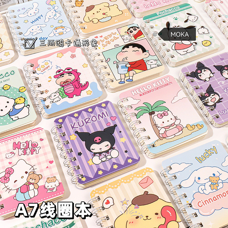 Cute Kuromi Ruby Cartoon A7 Small Notebook Kapibara Thickened Pocket ...