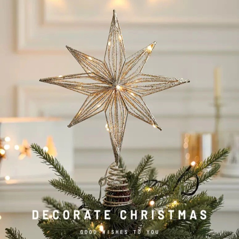 COD Christmas Tree Topper Five-pointed Star LED Lights Shiny Flash ...