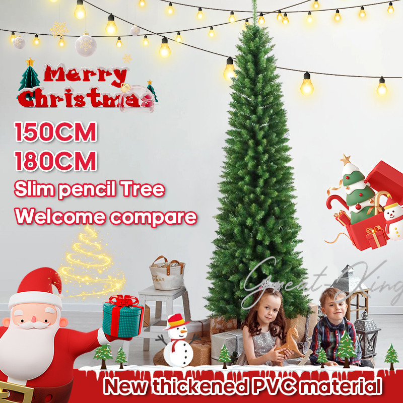 Slim Christmas Tree 6ft Makapal Set 5tf Christmas Decoration For Home ...