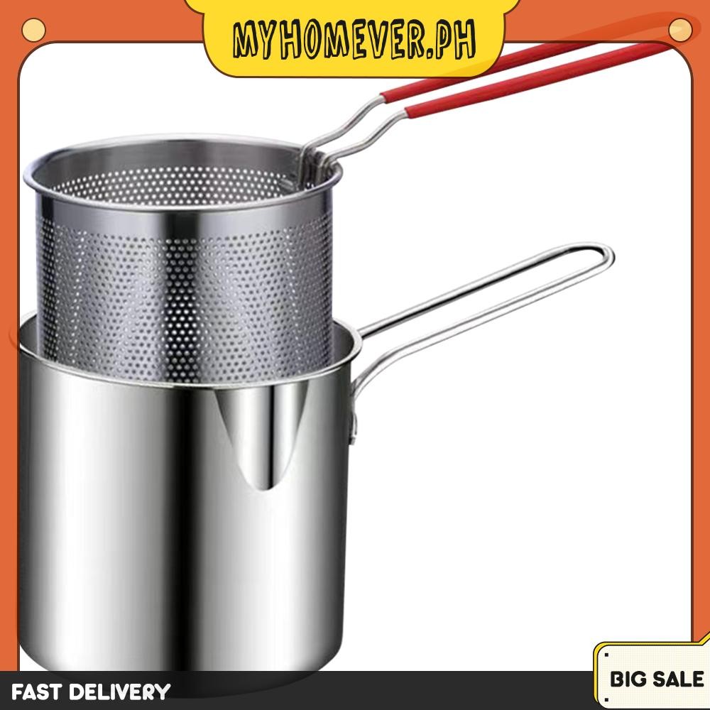 Deep Frying Pot with Strainer Stainless Steel Kitchen Fryer Portable ...