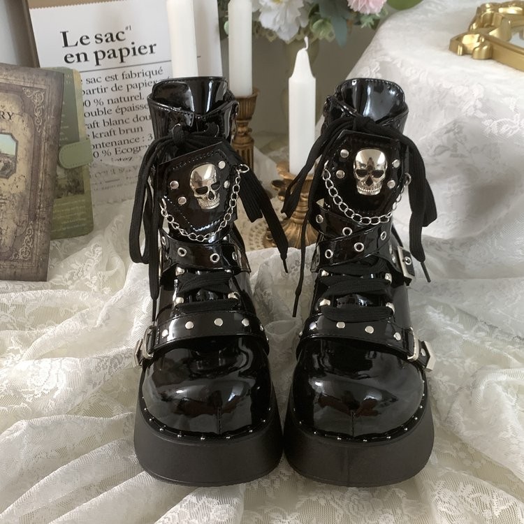 Punk Fashion Advanced Sense All-Matching Thick Bottom Knight Boots ...