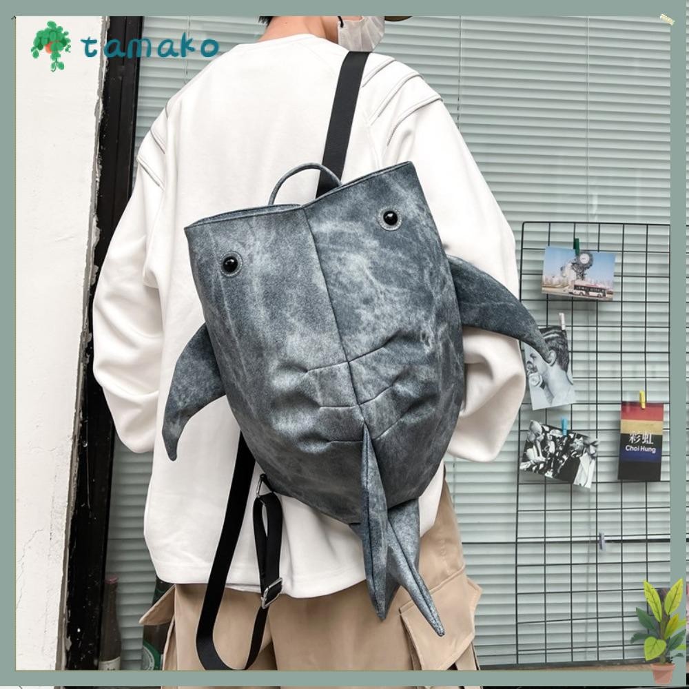 TAMAKO Animal Whale Shark Shape Backpack, Large Capacity Trendy Zipper ...