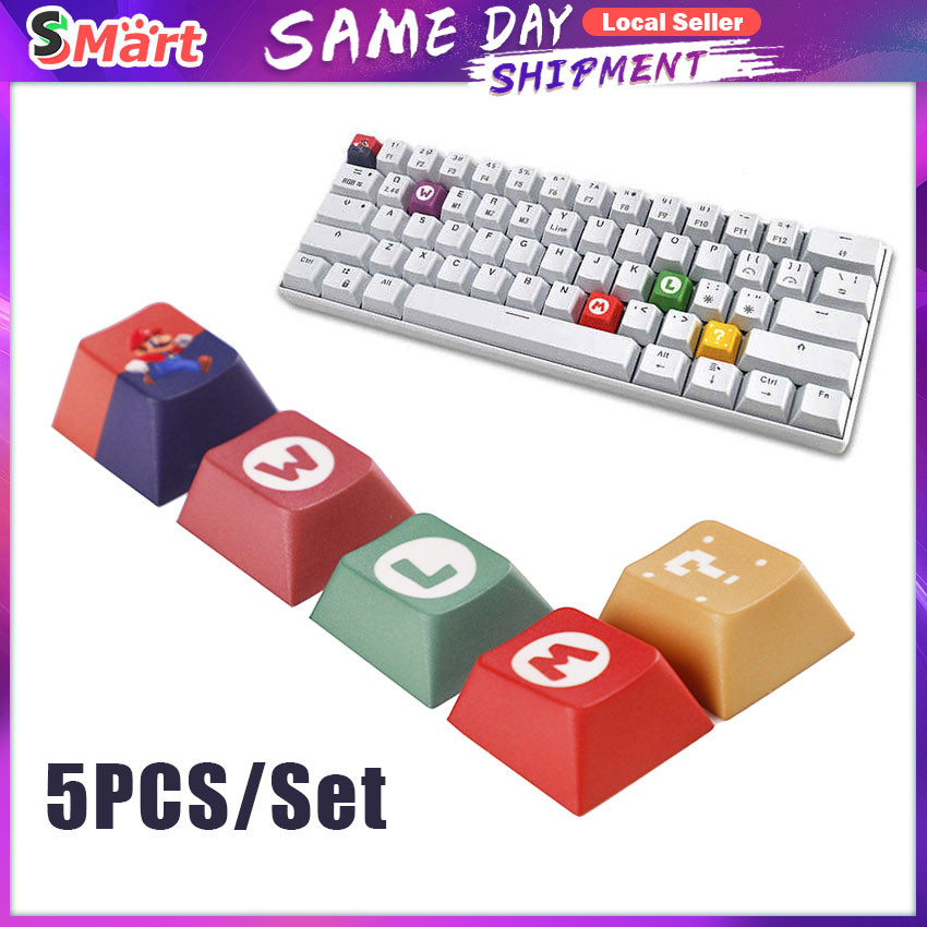 5pcs Super Mario Bros Keycaps Game Mechanical Keyboard Cartoon DIY ...