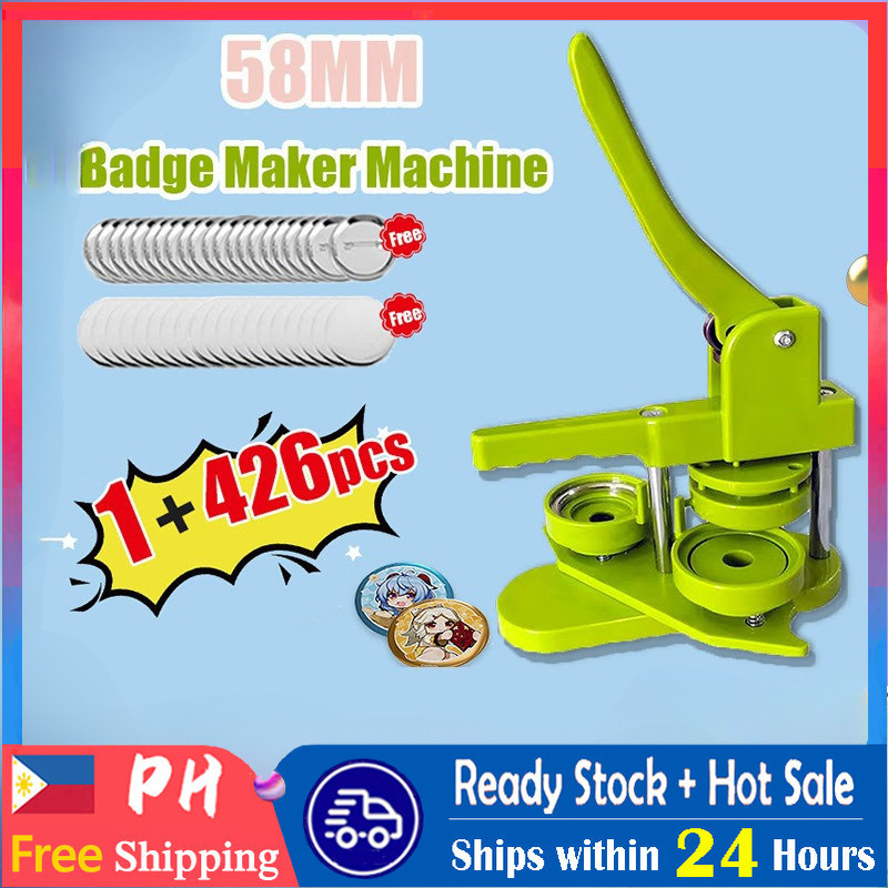 58mm Set DIY Button Maker Machine Handmade Metal Pinback Supplies ound ...