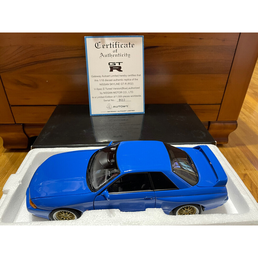 1/18 autoart autoart aa gtr r32 Nissan Skyline v-spec Blue Limited 1500 ...