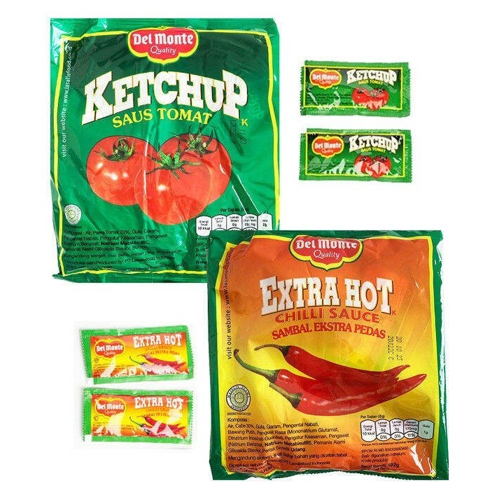 Delmonte Tomato Sauce Sachet Sambal Sauce Extra Hot Chili Sauce Sachet ...