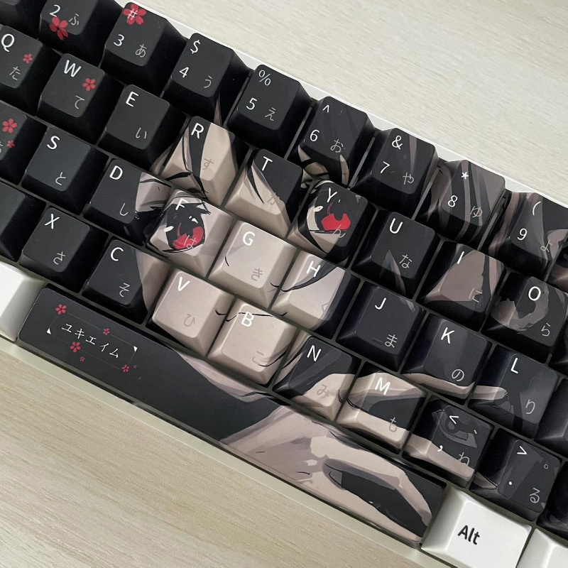 Yuki Keycap Cherry Profile 60/64/68/75 Keys PBT Five-sided Dye ...