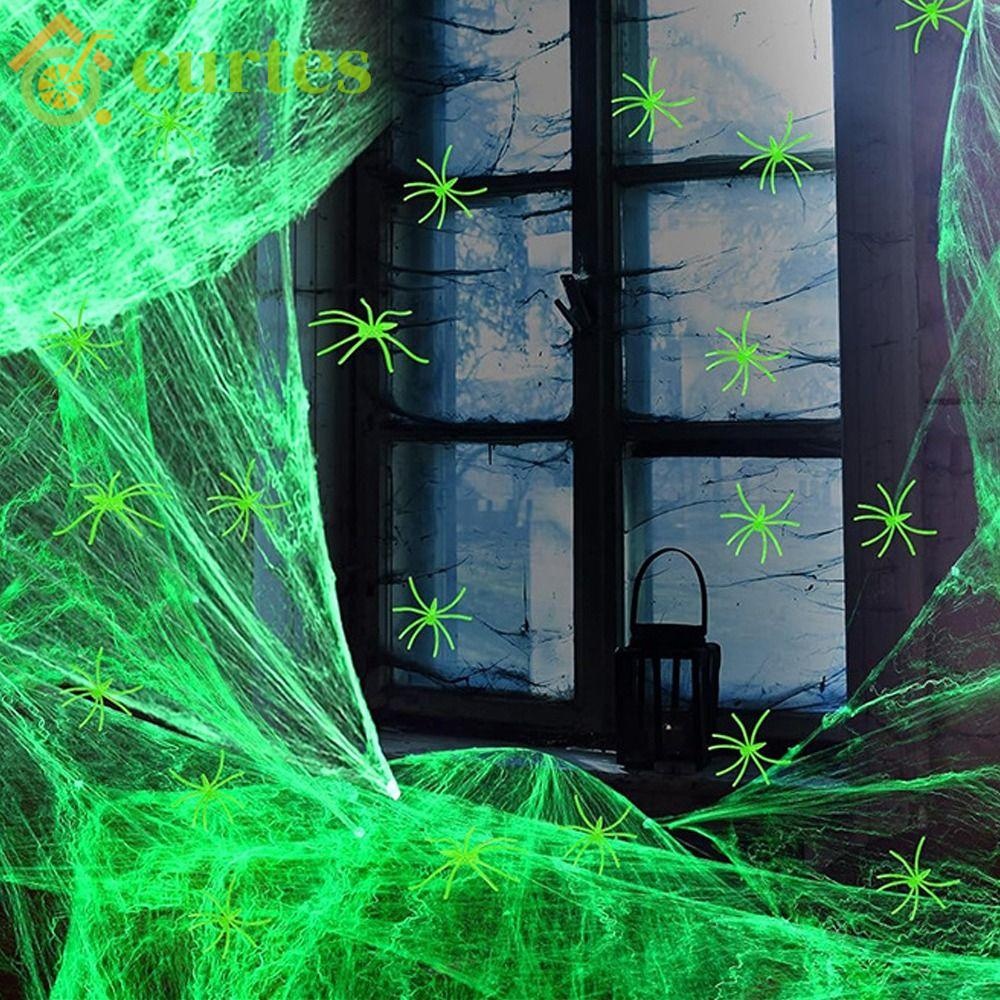 CURTES 100pcs Halloween Luminous Spider, Scary Plastic Glowing Fake ...