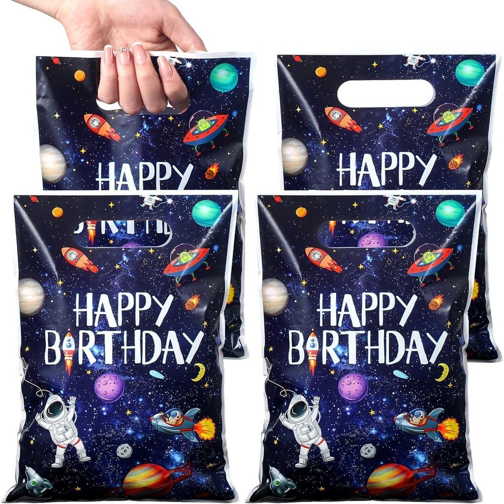 10/20/30Pcs Outer Space Birthday Bag Bulk Galaxy Plastic Gift Bags with ...