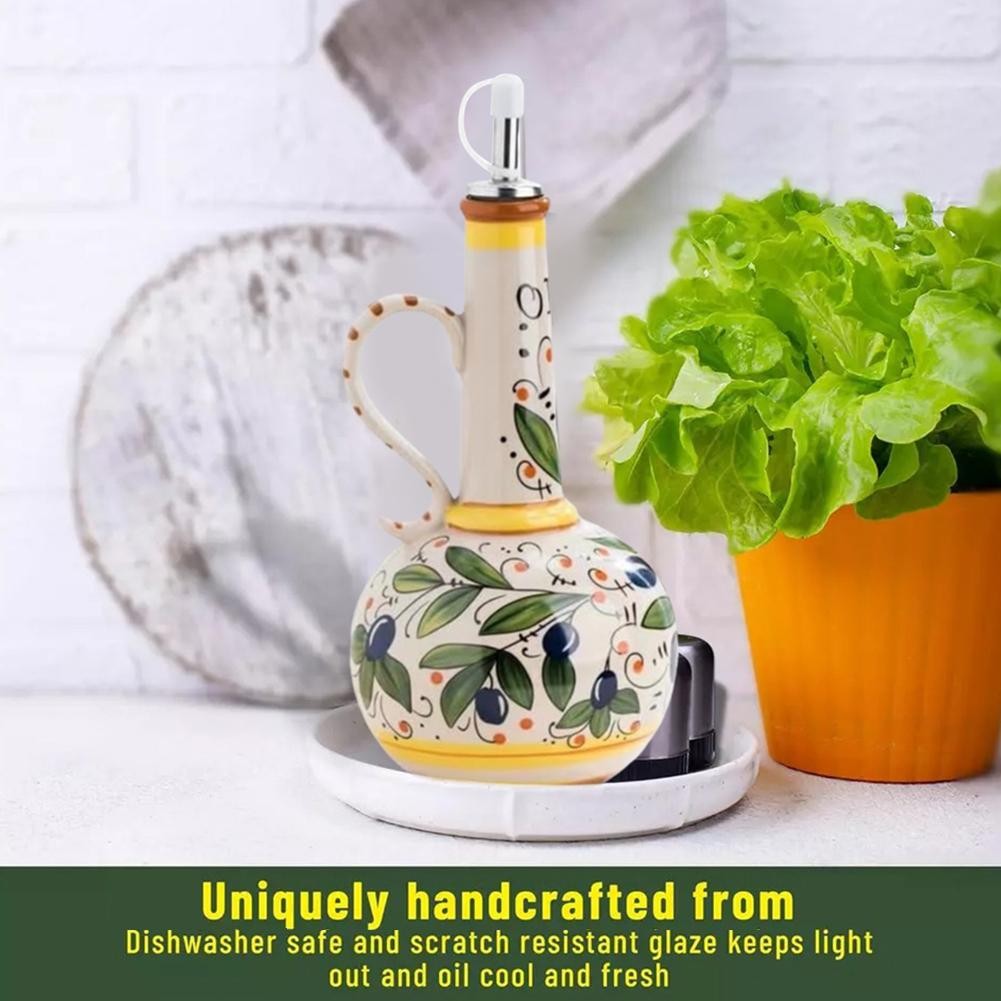 Olive Ceramic Oil Vinegar Bottle Home Kitchen Ceramic Seasoning Bottle ...