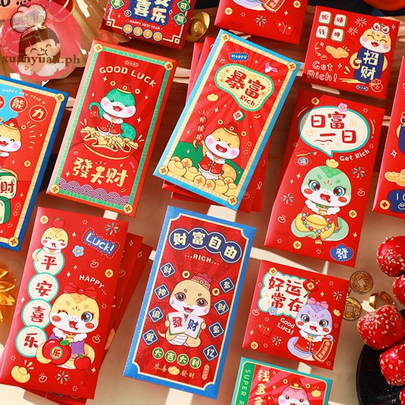 XUAN 6Pcs Chinese New Year Red Envelopes Snake Year Lucky Money Pouch ...