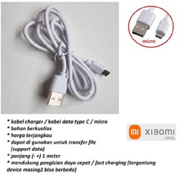 Usb micro charger cable xiaomi redmi 9i - redmi 9i sport | Shopee ...