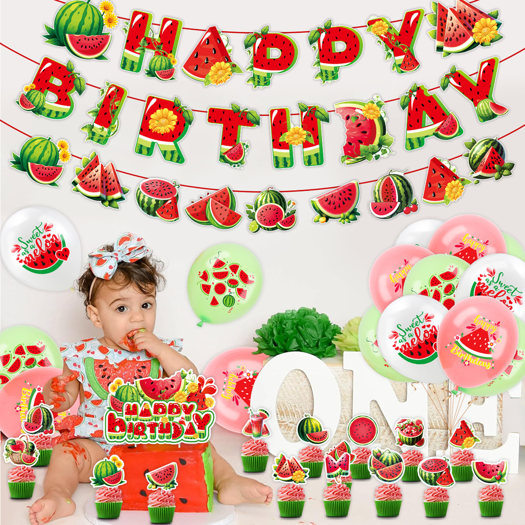Summer Watermelon Theme Children's Birthday Party Decoration Watermelon ...