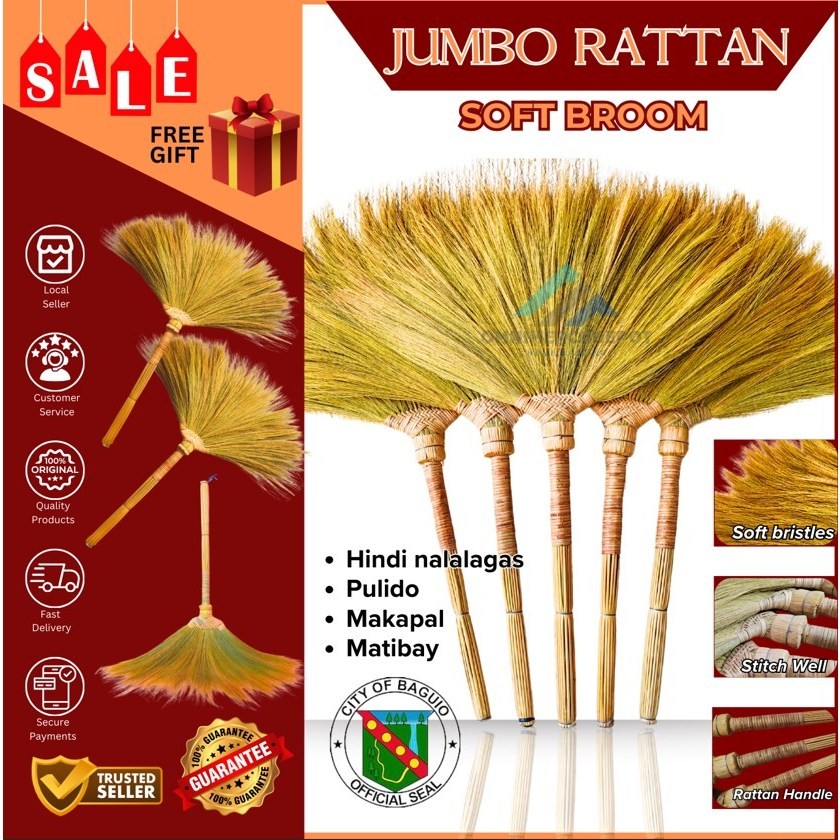 Jumbo Rattan Soft Brooms Walis tambo Makapal at Matibay Broom Sweeper ...