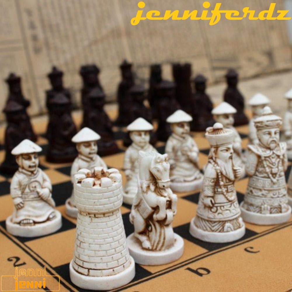 JENNIFERDZ Antique Chess Chess Pieces, Resin Lifelike Ancient Chinese ...