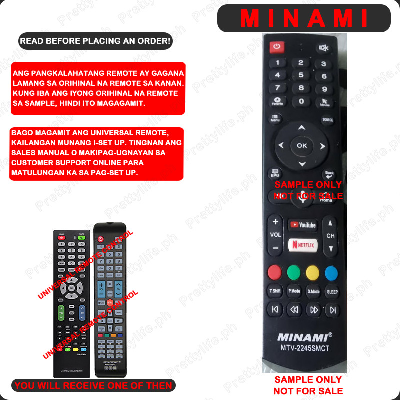 Universal remote control for minami smart tv remote na gagana sa tv mo ...
