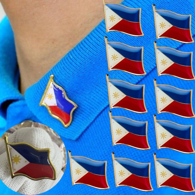 5pcs Filipino Flag Crystal Drop Gum Badge Brooch Pins Souvenir Collar ...