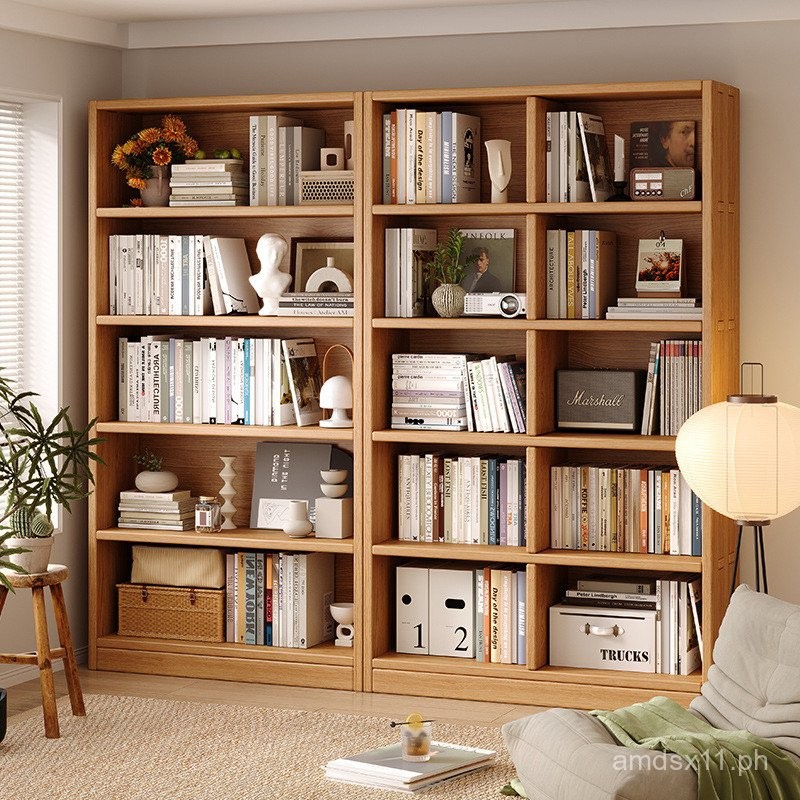 Solid Wood Library Bookshelf Floor Storage Rack Home Living Room ...
