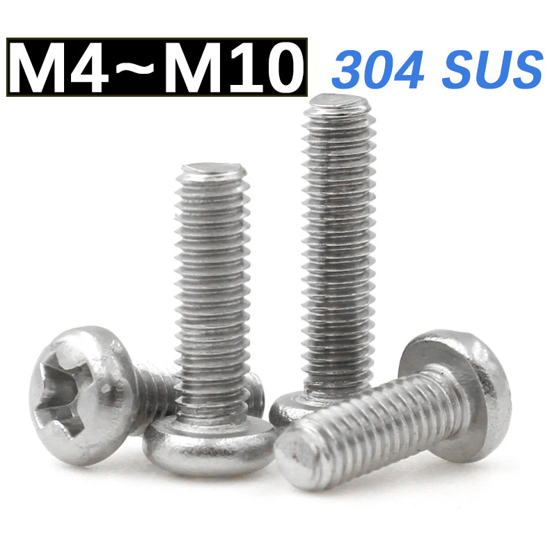 304 Stainless Steel Phillips Round Pan Head Screw Bolt Cross Round Head ...