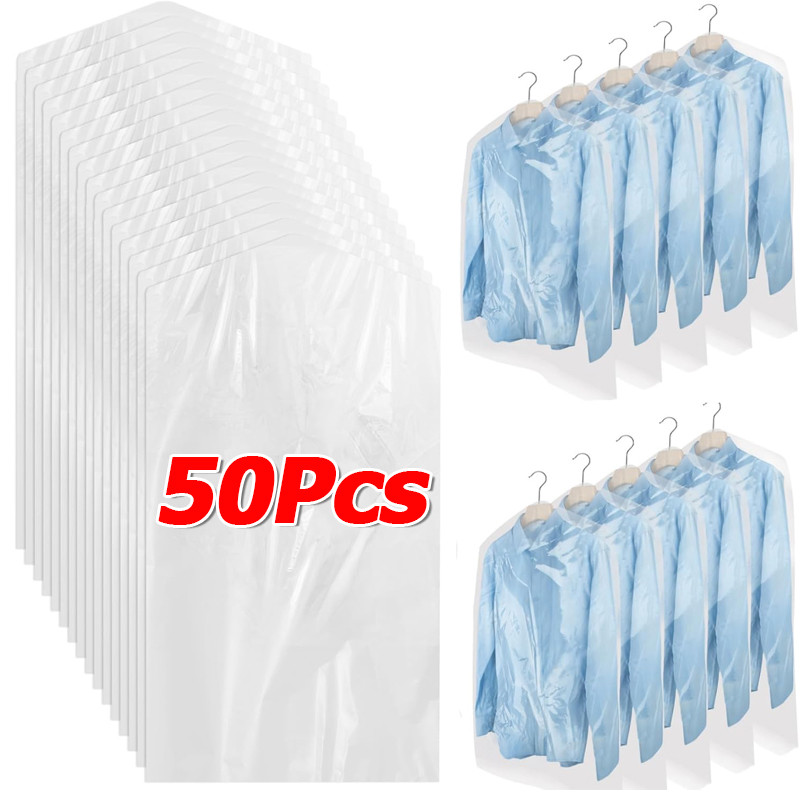10-50pcs Disposable Plastic Garment Bag- Waterproof Dustproof Clothes ...