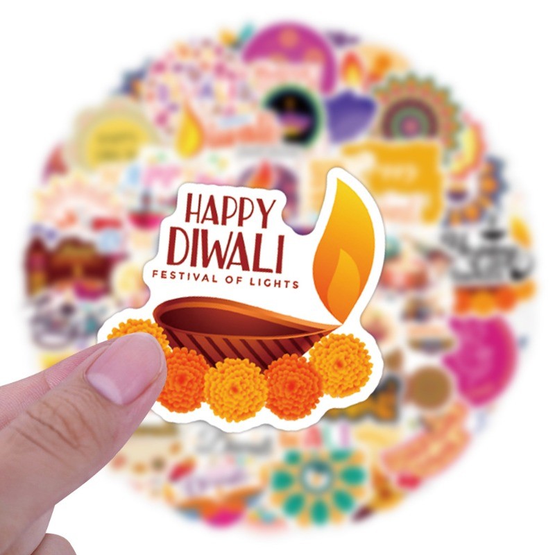 55pcs New Diwali DIY Waterproof Stickers Deepavali Cartoon Sticker for ...