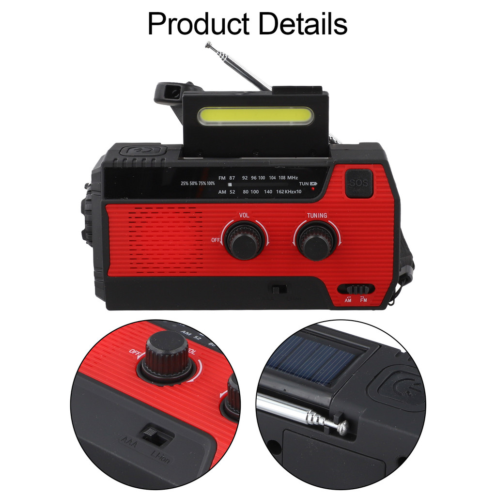 【SUNAGE】Hand Crank Radio Hand-crank Power Generation LED Flashlight ...