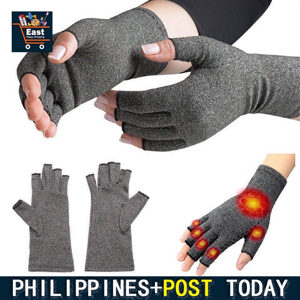 ★Ready Stock★ 2pcs Half Finger Gloves Fingerless Compression Therapy ...