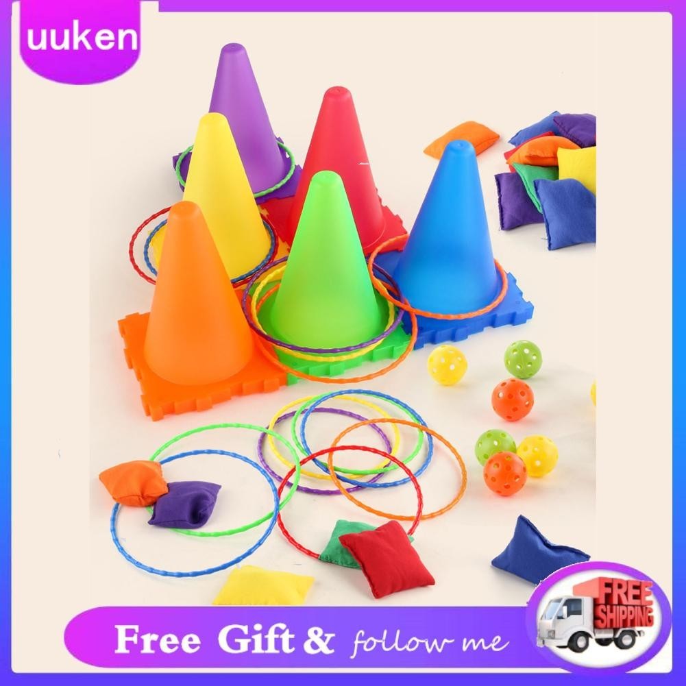Uukendh Cones Ring Throw Game Bean Bag Sensory Set Funny for Outdoor ...