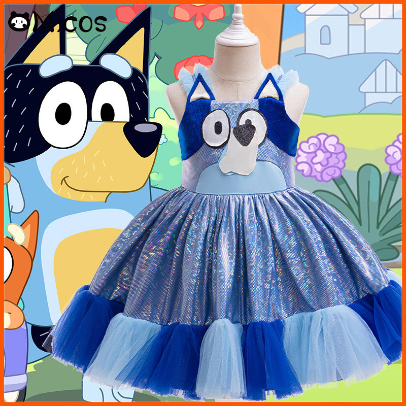 Anime Evening Dress Princess Dress Gift Bluey Summer Girl Suspender ...