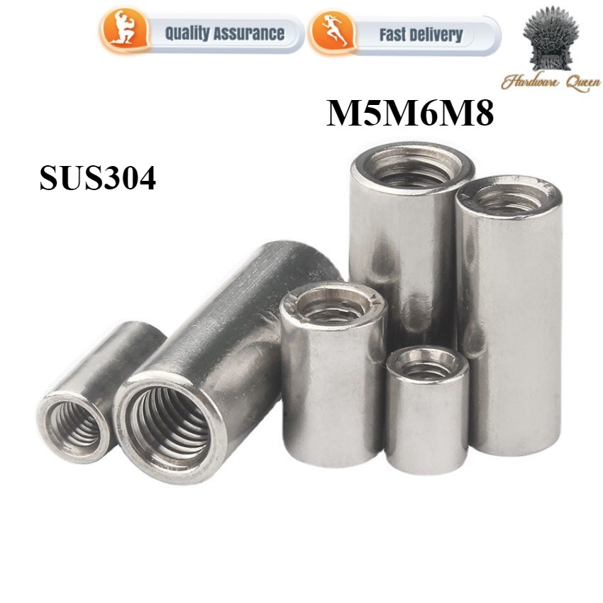 【1QP2】M5M6M8 SUS304 Stainless Steel Lengthen Round Coupling Nut ...