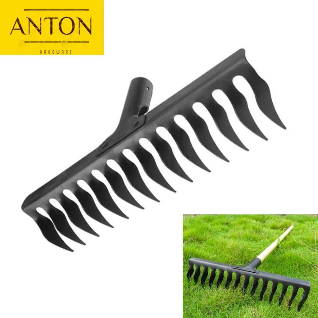 RQ+＞Carbon Steel Rake Head for Garden Loose soil Dry grass leaves ...