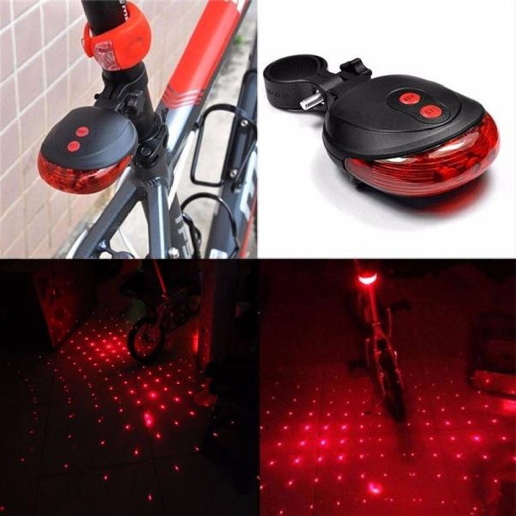 LED Bicycle Rear Tail Light 2 Laser+5 LED Flashing Bike Cycling Safety ...