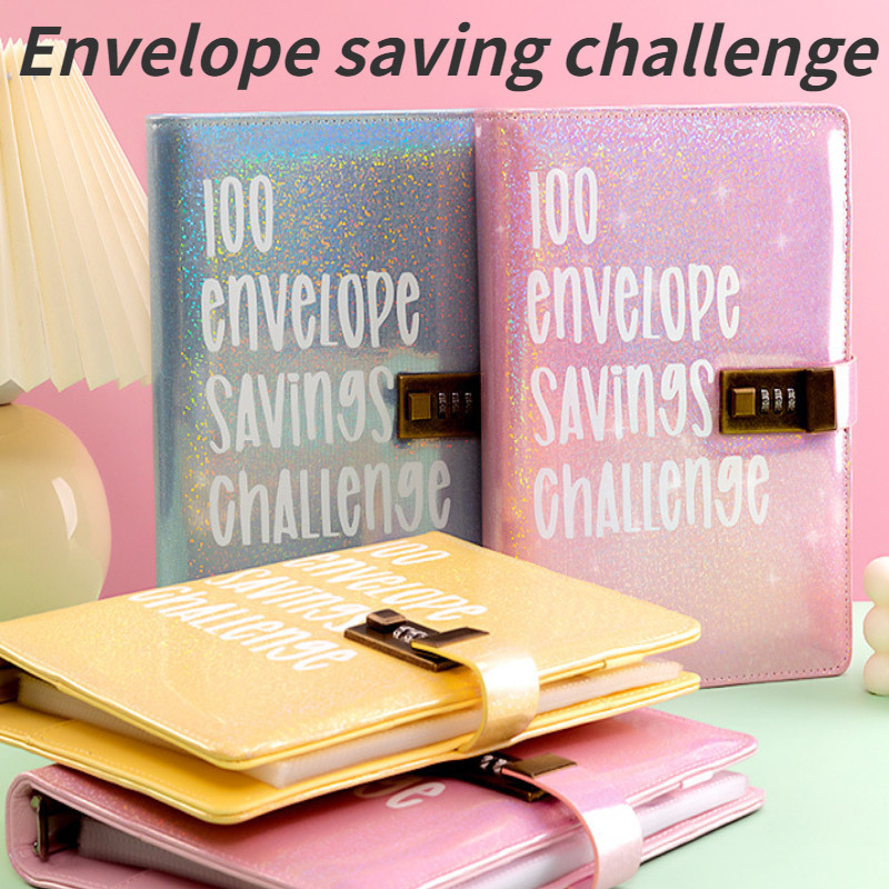 100 Days Envelope Saving Challenge Color PU Leather Budget Book Couple ...
