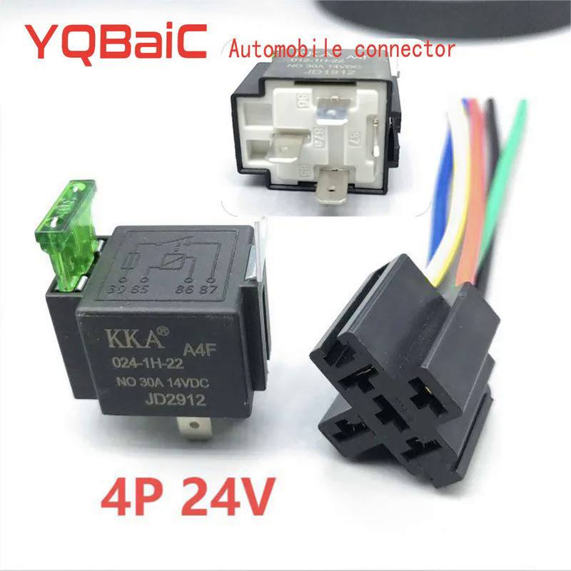30A 4/5pin 12V /24DC SPST Fuse Relay Switch Harness Set Automotive Auto ...
