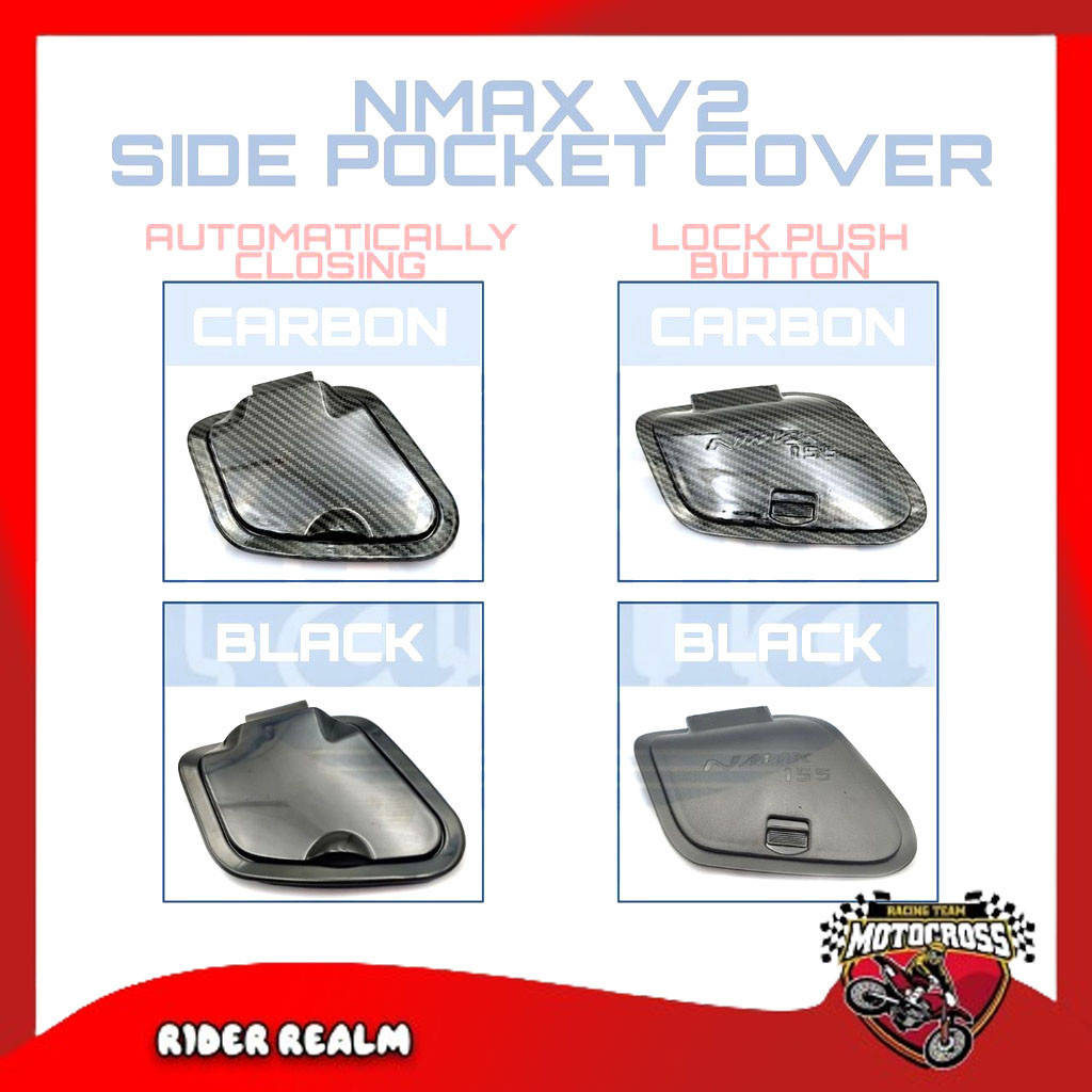 Nmax V2 Volt Compartment Cover Side Pocket Cover CARBON/BLACK FOR ...