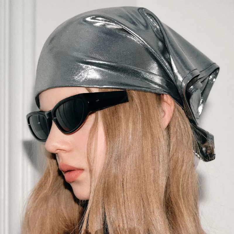 Y2k American Retro Silver Headscarf Female Unique Hip Hop Headband ...