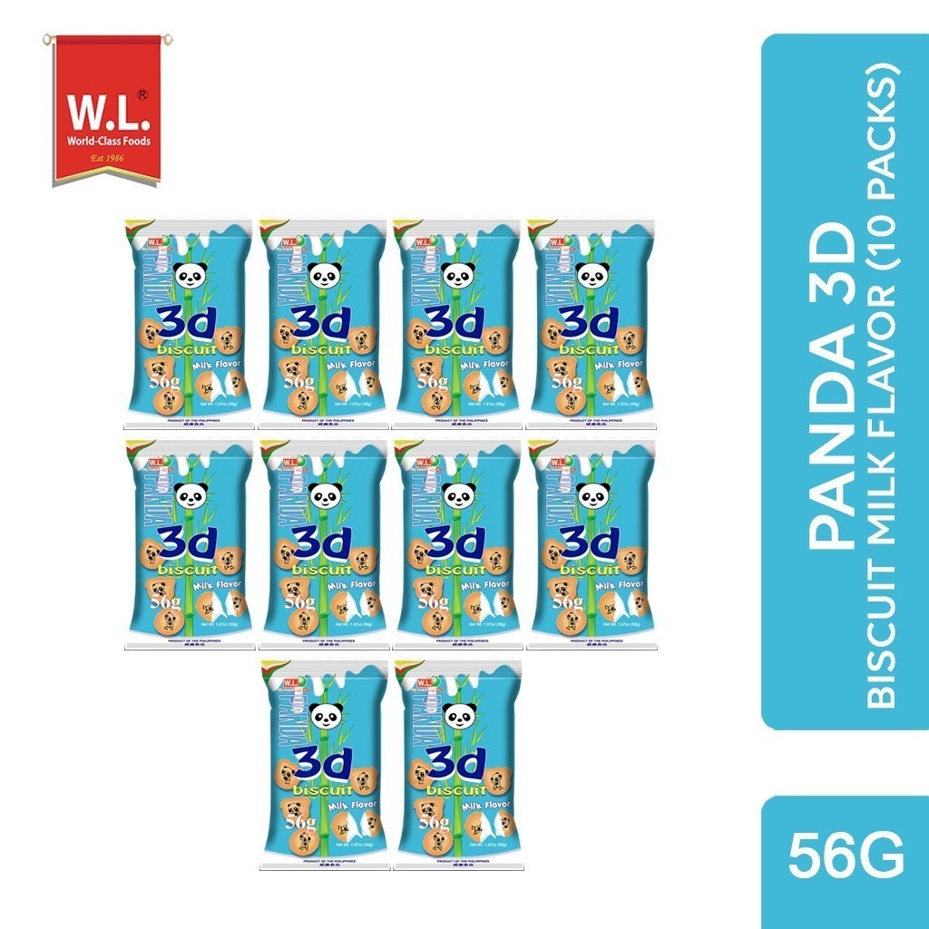 WL FOODS Panda 3D Biscuit Milk Flavor 56g x 10's | Shopee Philippines