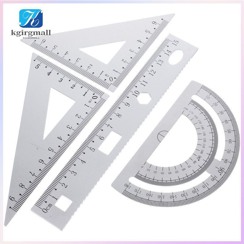 Triangle Ruler Straight Tool Graphing Protractor Plate Metal Child ...