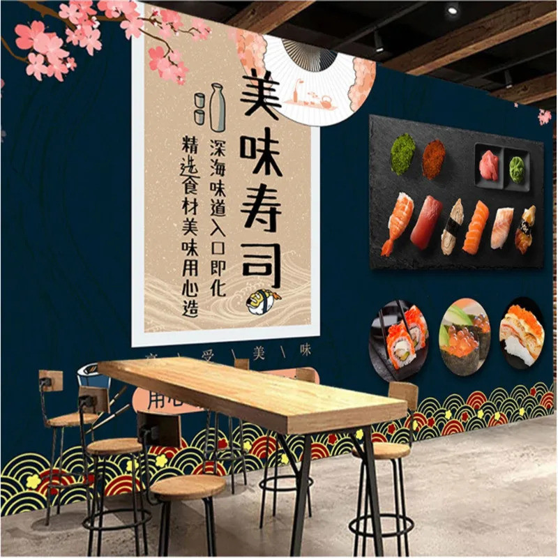 Custom Japanese Restaurant Sushi Theme Black Background 3D Photo ...