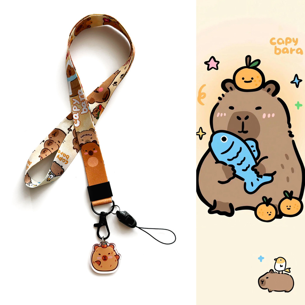 Y&P| Capybara Lanyard Cartoon Anti-Loss Hanging Rope ID Card Strap Name ...