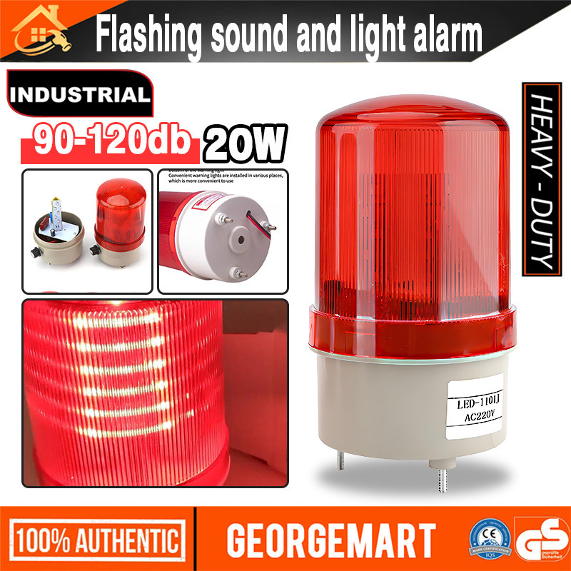 Industrial Flashing Sound Alarm Light 220v Red LED Warning Lights ...