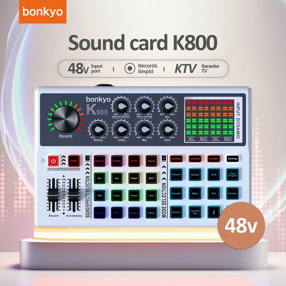Bonkyo K800 48V White sound card singing live karaoke mixer | Shopee Philippines