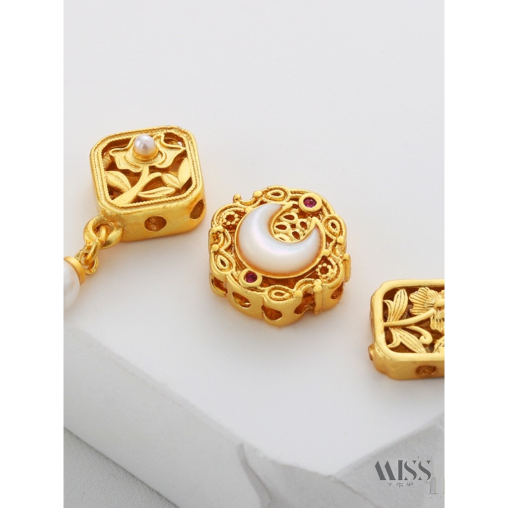 18K Gold Cross through Hole Flat Spacer Beads Color Retaining Matte ...